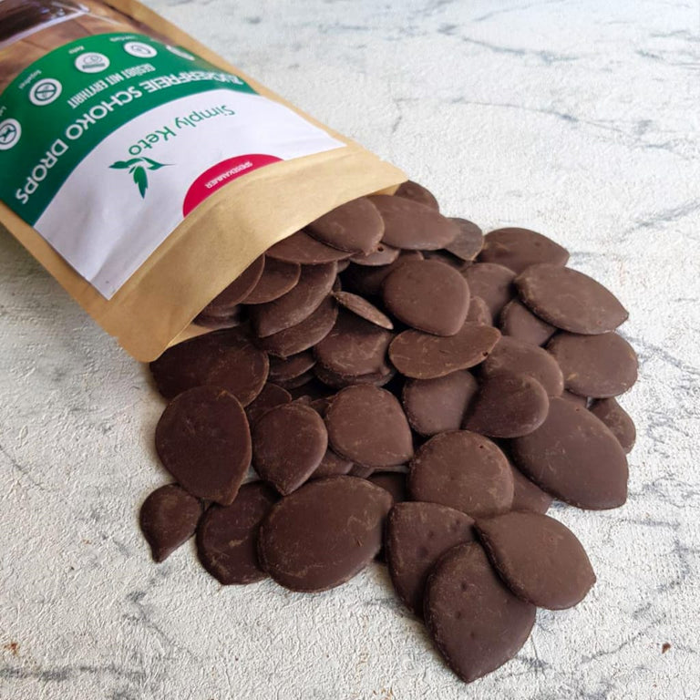 200g Zuckerfreie Edelbitter Low-Carb Schokodrops ohne Maltit Keto Vegan ...